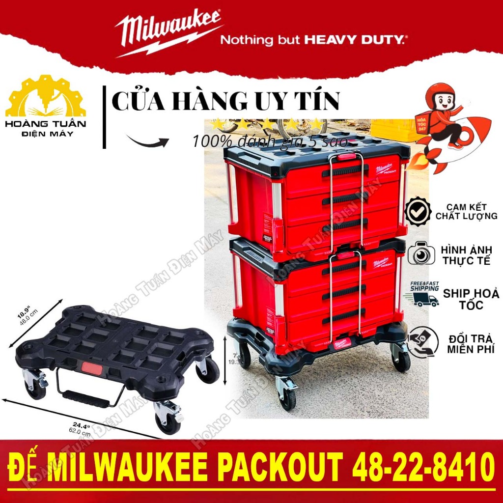 Đế Milwaukee Packout Dolly 4 bánh xe dụng cụ 48-22-8410 – Hoàng Tuấn ...