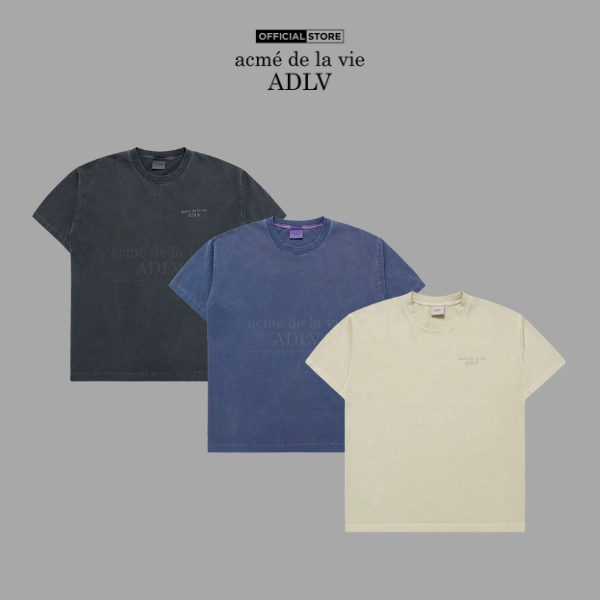 Áo Thun ADLV Basic Logo Pigment Washing Dáng oversize Màu Xanh navy ...
