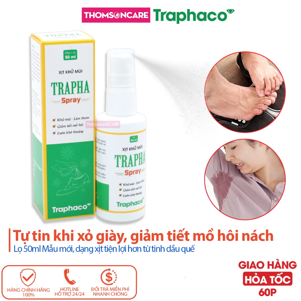 Bột khử mùi Trapha, giảm hôi chân hôi nách - dạng bột giúp hết mùi giày ...