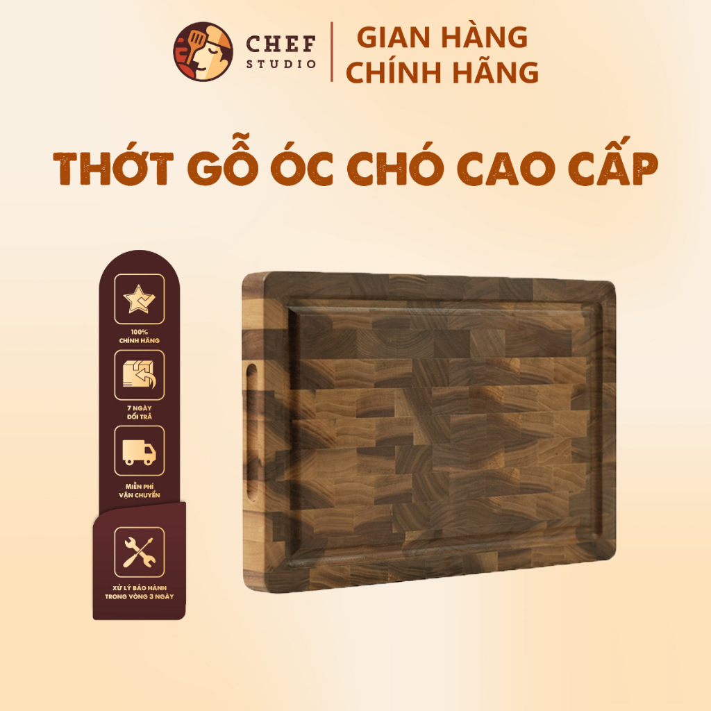Thớt gỗ óc chó Walnut Chef Studio cắt thái, an toàn cho sức khỏe | Shopee Việt Nam