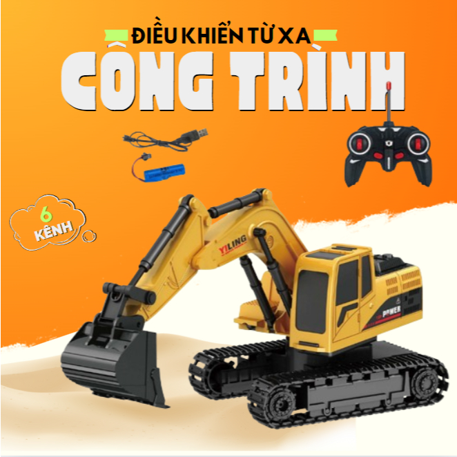 Xe Múc Điều Khiển Từ Xa, Xe Máy Xúc, Xe Cuốc 5 Kênh (Gầu SẮT, Bánh Xích ...