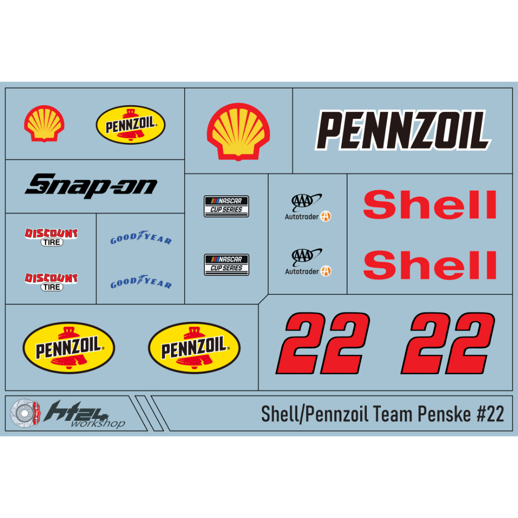 Decal nước Shell x Pennzoil Team Penske #22 cho xe mô hình 1:64 (DARK ...
