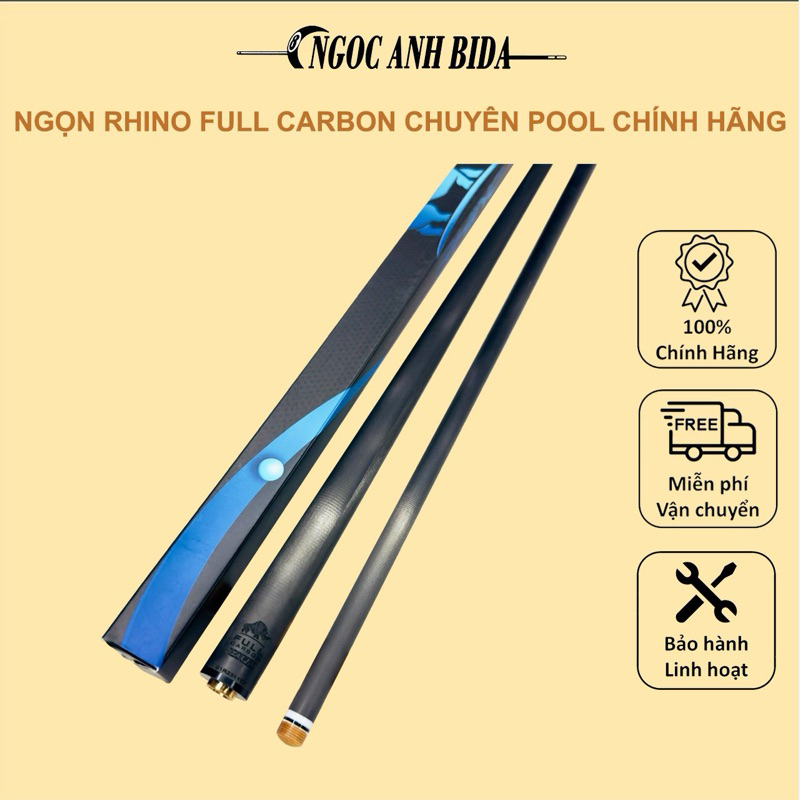 Ngọn RHINO FULL CARBON, Đầu F1 Kính, Size 11.8-12.4-12.8-13mm, Ren ...