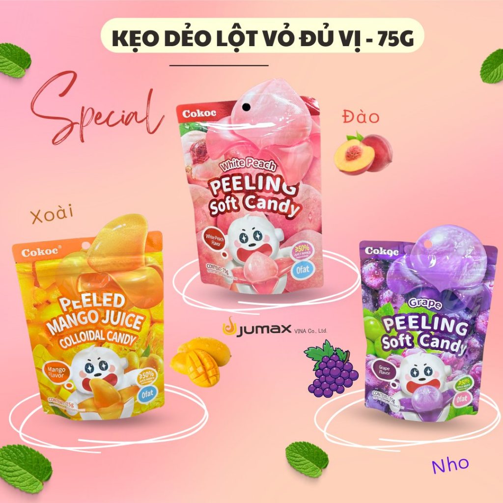 Kẹo dẻo 3D lột vỏ trái cây đủ vị 75g siêu hot HSD 8/1/2025 | Shopee Việt Nam