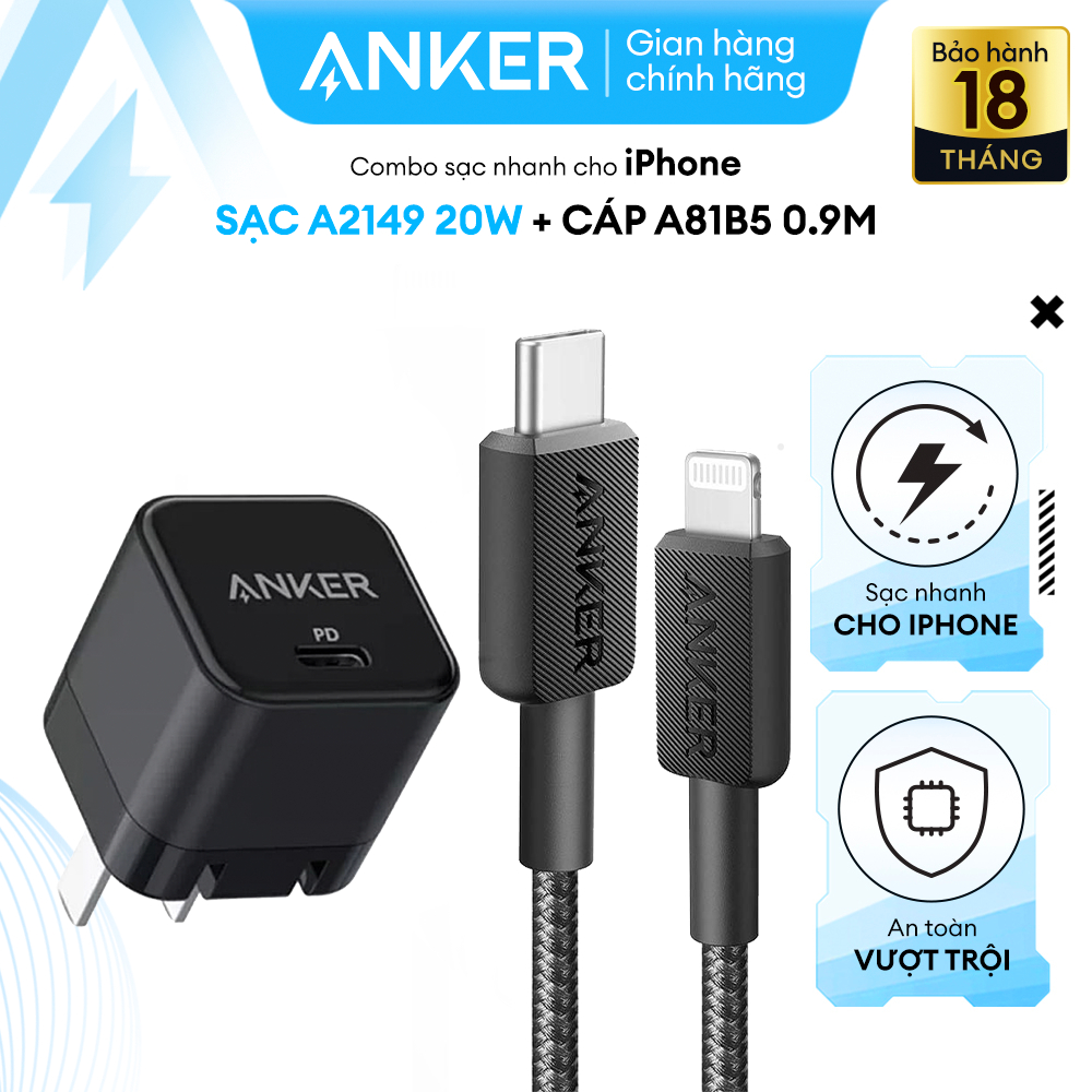 Combo Bộ Sạc Cáp Anker Sạc Nhanh Power IQ 3.0 20W Chuẩn MFI Dành Cho ...
