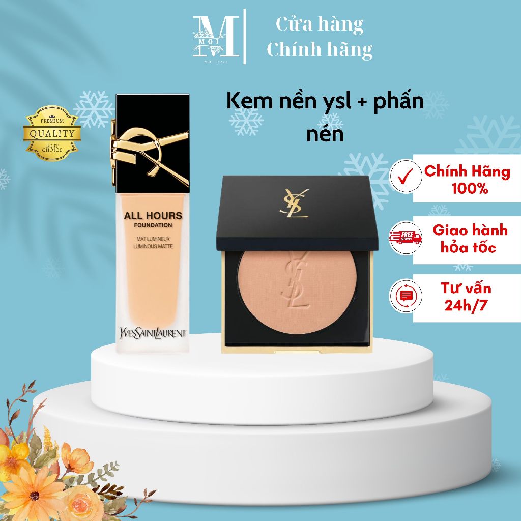 Kem Nền YSL + Phấn nén All Hours Foundation Mat Lumineux Luminous Matte 25ml, MOI Store | Shopee ...