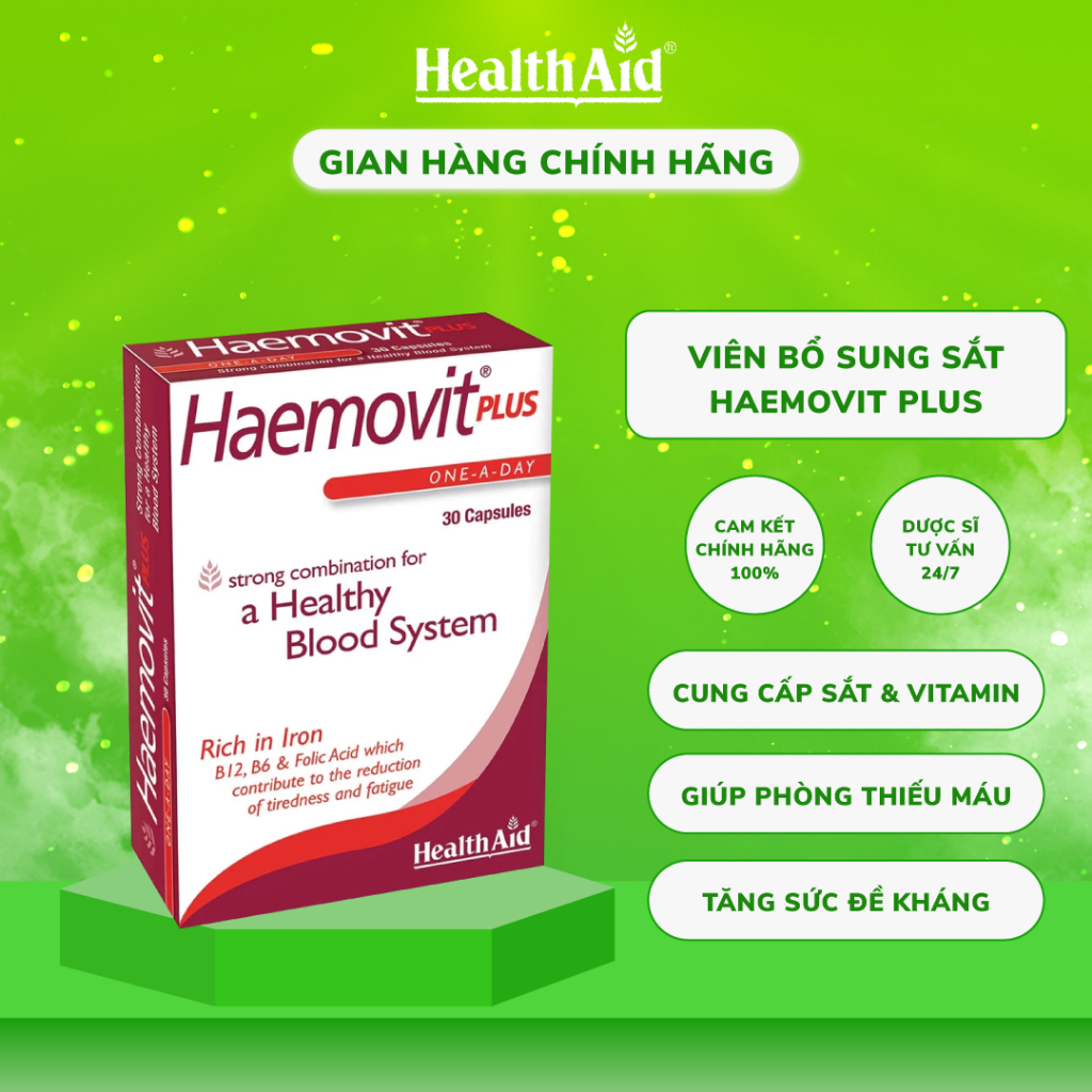 Viên Uống Bổ Máu HealthAid Haemovit Plus - Cung Cấp Sắt Và Vitamin ...