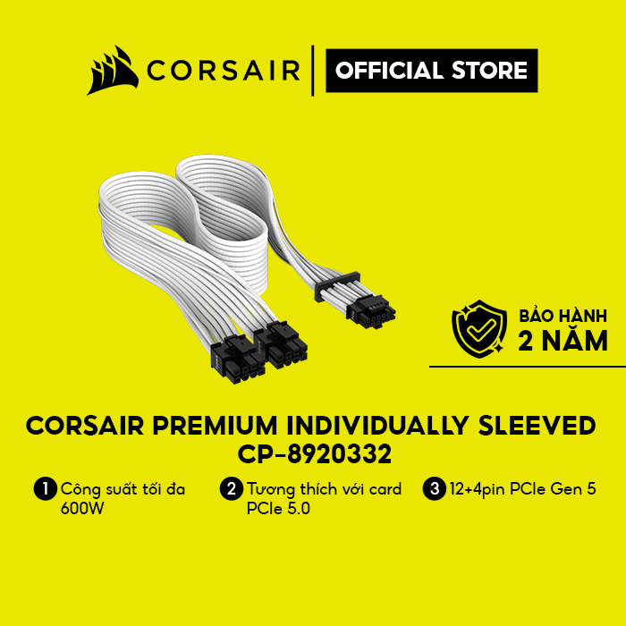 Dây cáp nguồn Corsair Premium Individually Sleeved 12+4pin PCIe Gen 5 12VHPWR 600W cable,Type 4 ...