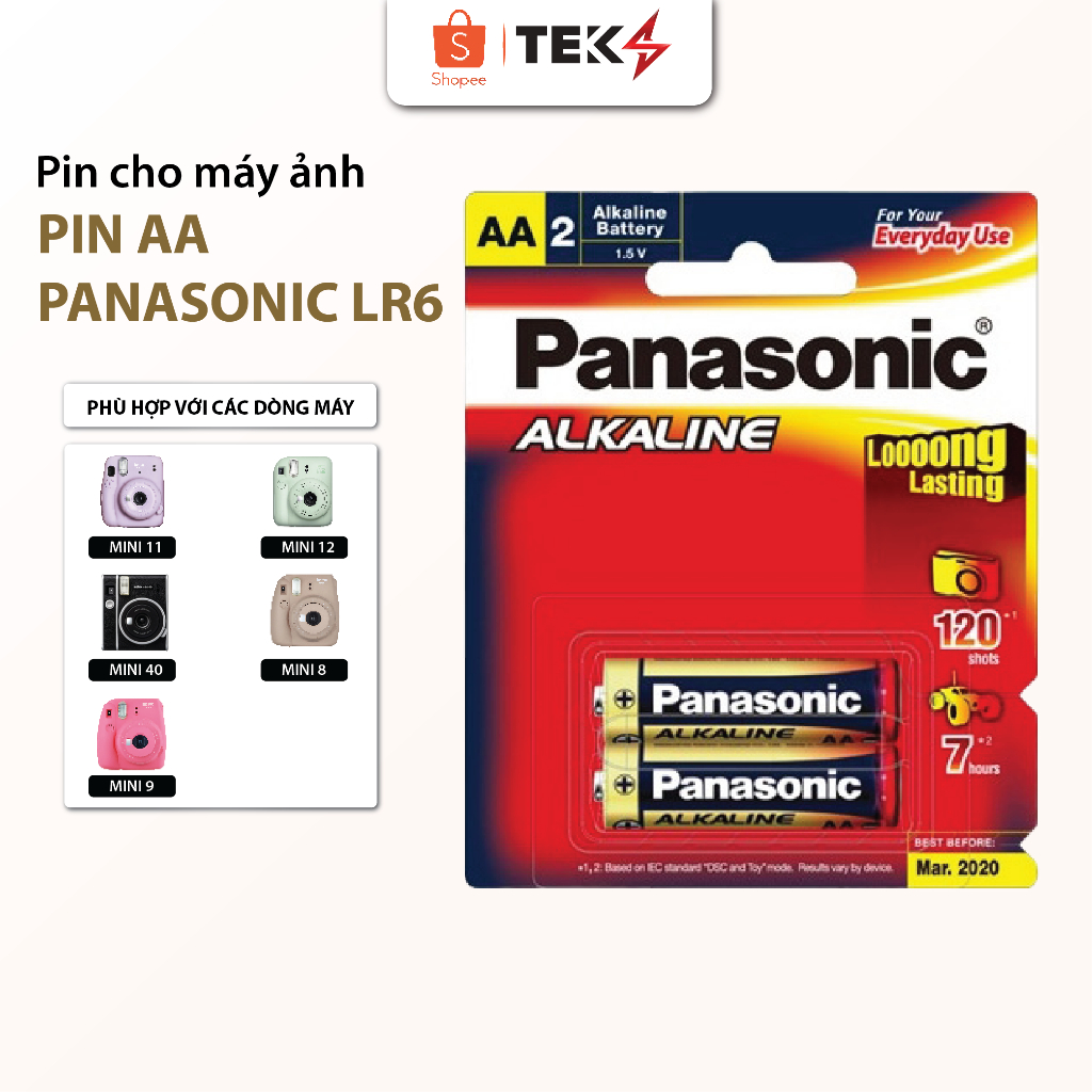 Pin AA Panasonic LR6 cho máy ảnh Instax Mini 9, Mini 11, Mini 12, Mini ...