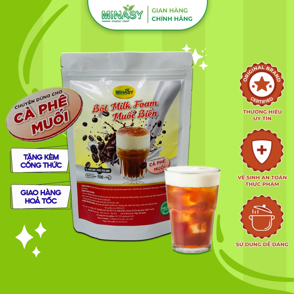 Bột Milk Foam muối biển 500g, Bột làm cà phê muối Milk Foam Minasy sánh ...