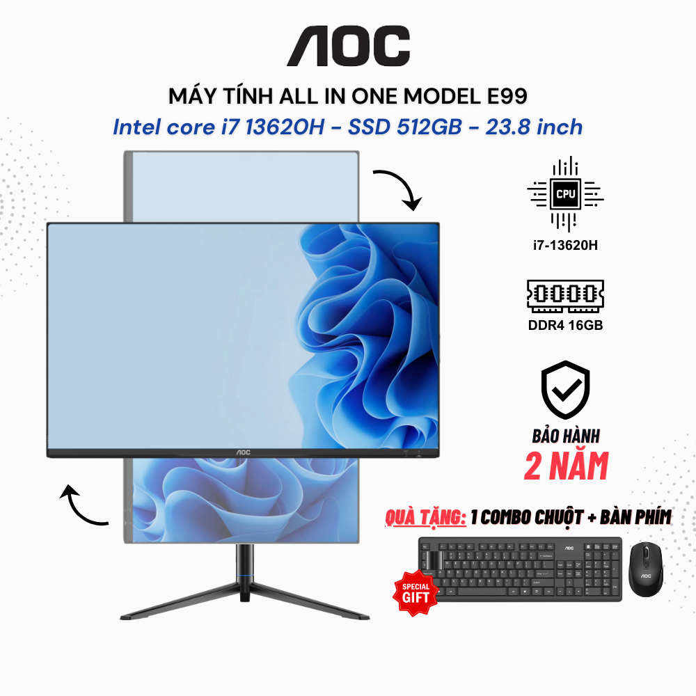Bộ máy tính All In One AOC E99 Master Intel Core i7-13620H RAM 16GB ...