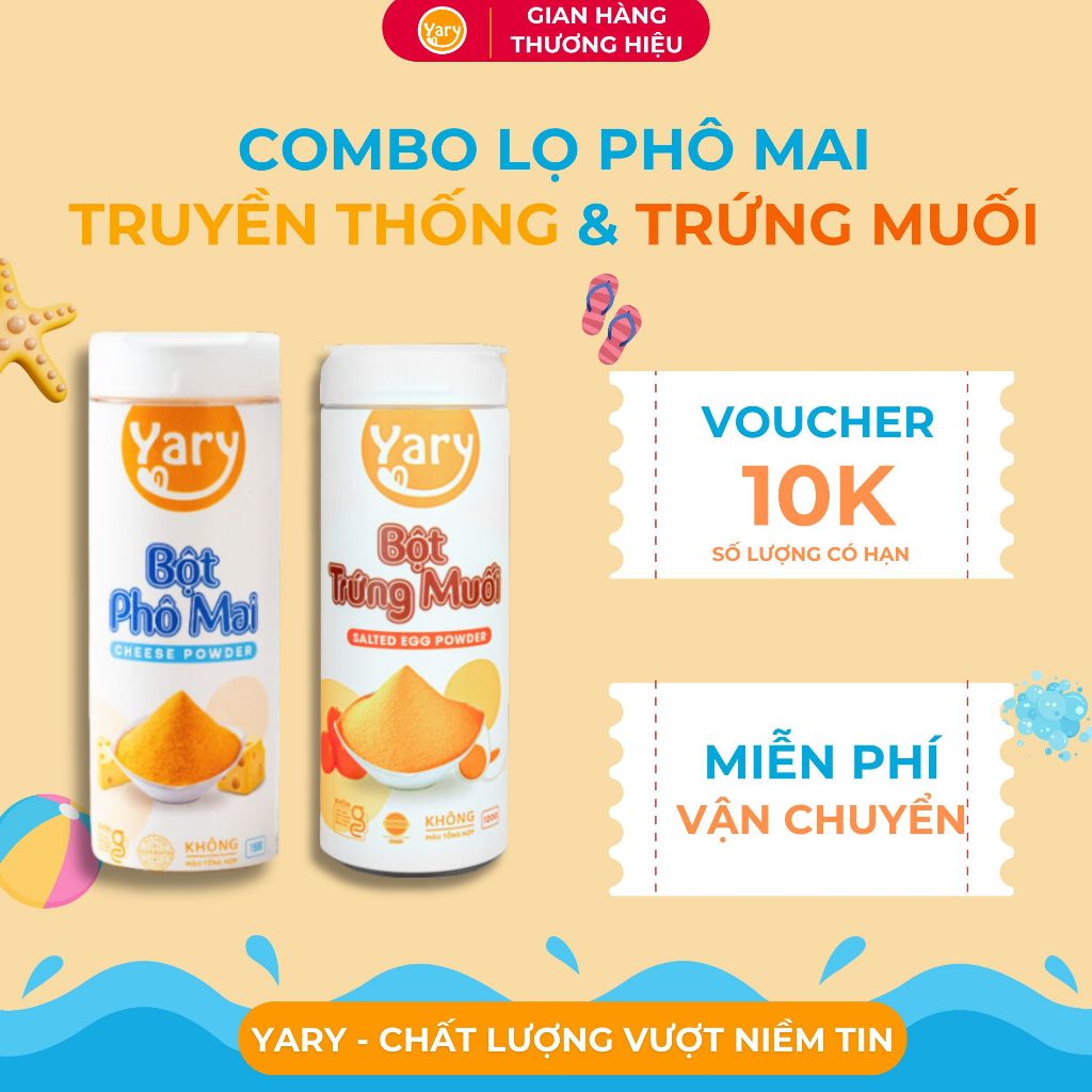[COMBO LỌ] Bột Phô Mai Truyền Thống và Bột Trứng Muối YARY lọ 150Gr, Gia vị Lắc Khoai Tây, Gà ...