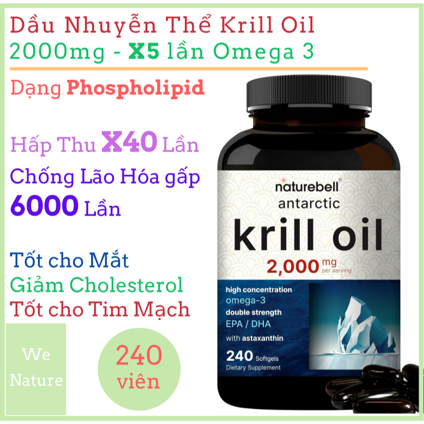 Dầu Nhuyễn Thể Omega 3 - 240 viên - dạng Phospholipid - Krill Oil - DHA ...