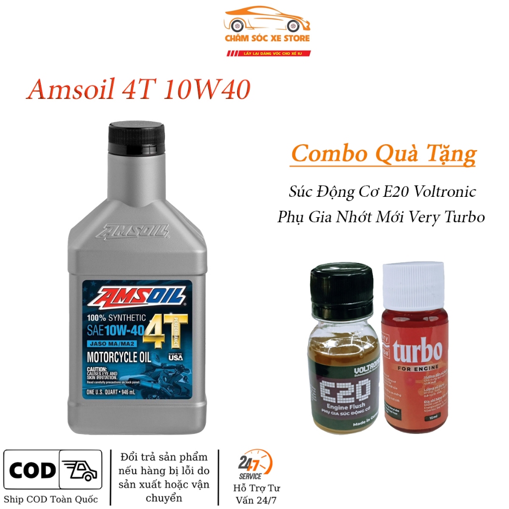 Nhớt Tổng Hợp Amsoil 4T 10W40 Performance 946ML Tặng Súc Động Cơ Và Phụ ...