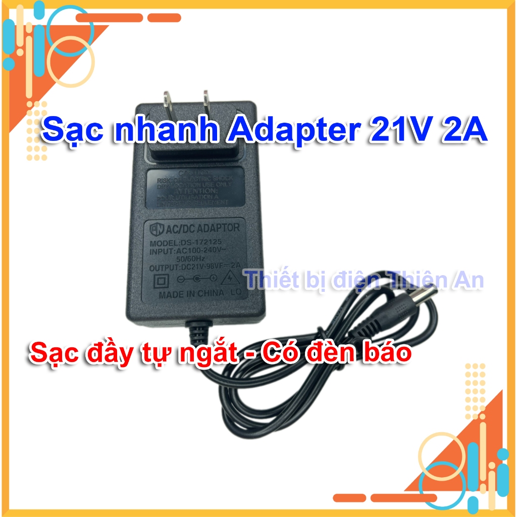 Sạc adapter pin 21v có đèn báo đầy tự ngắt sạc pin máy khoan bắn vít ...