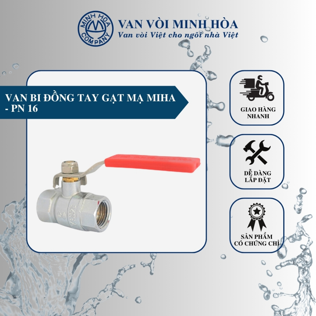 Van bi đồng mạ, MIHA- PN16, tay gạt inox 90 độ | Shopee Việt Nam
