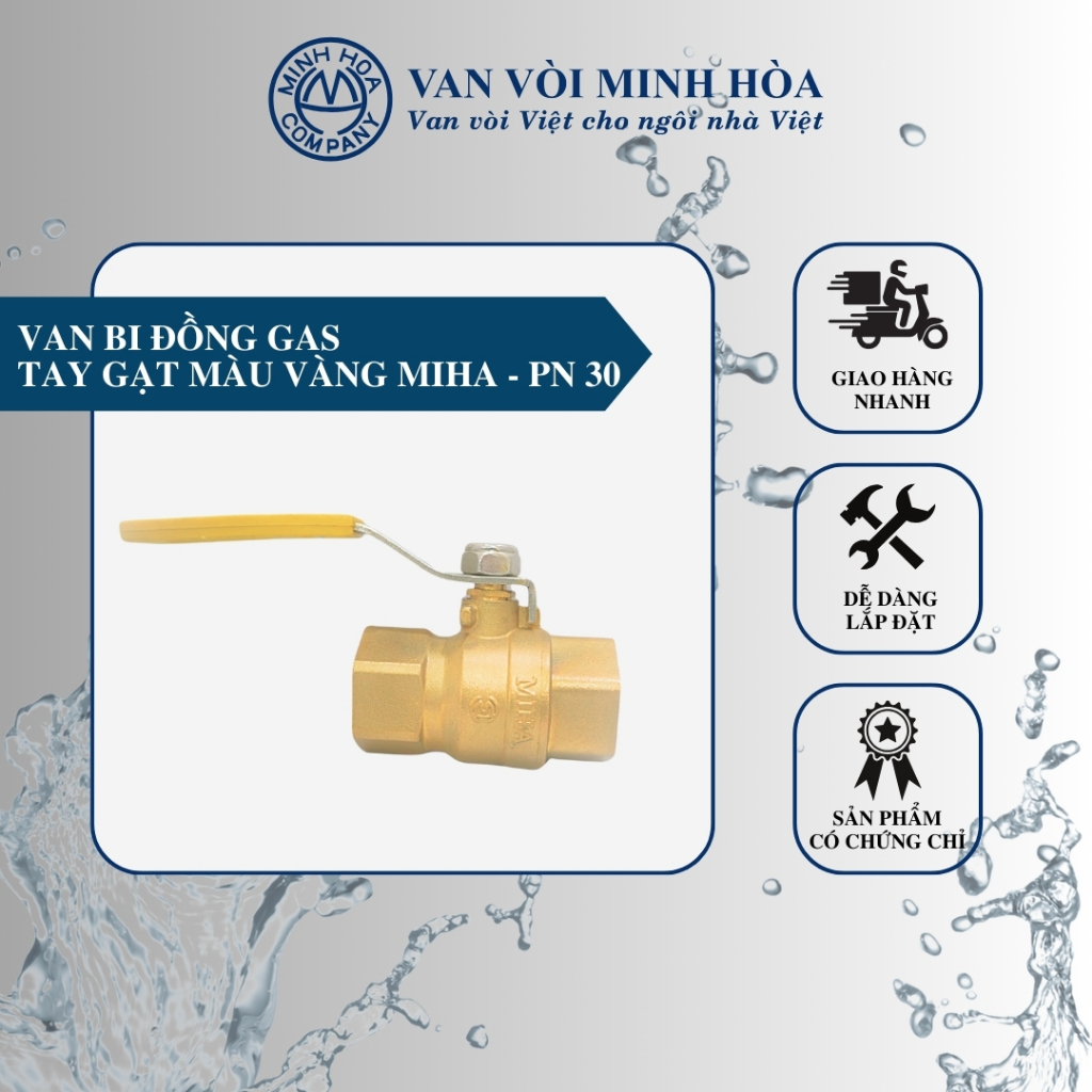 Van bi đồng tay gạt màu vàng MIHA - PN 30, nhiều kích cỡ | Shopee Việt Nam
