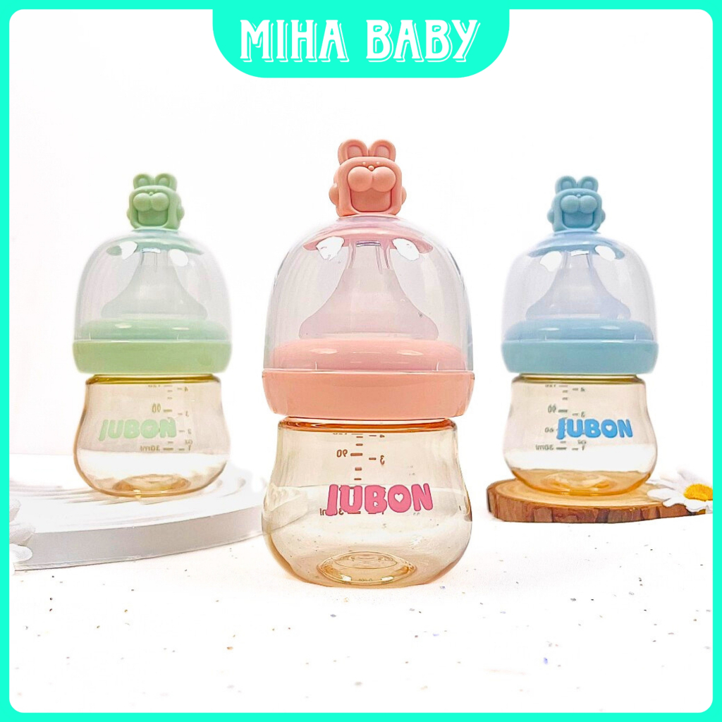 BÌNH SỮA cho bé sơ sinh Cổ Rộng JUBON size nhí dễ thương 90ml và 120ml tặng thêm 1 núm ti mềm ...
