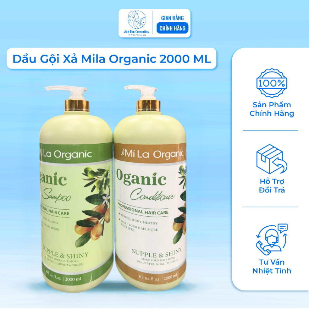 Bộ Dầu Gội Xả MILA ORGANIC Dưỡng Tóc Bóng Mượt Dung Tích Lớn 2000ml Siêu Tiết Kiệm - Anh Thư ...