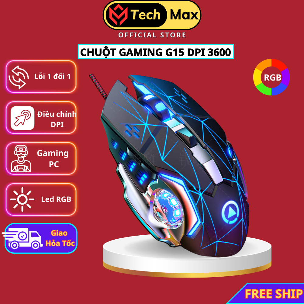 Chuột Gaming Có Dây G15 Led Logo RGB Cực Đẹp 6 Phím Điều Chỉnh DPI 3600 ...