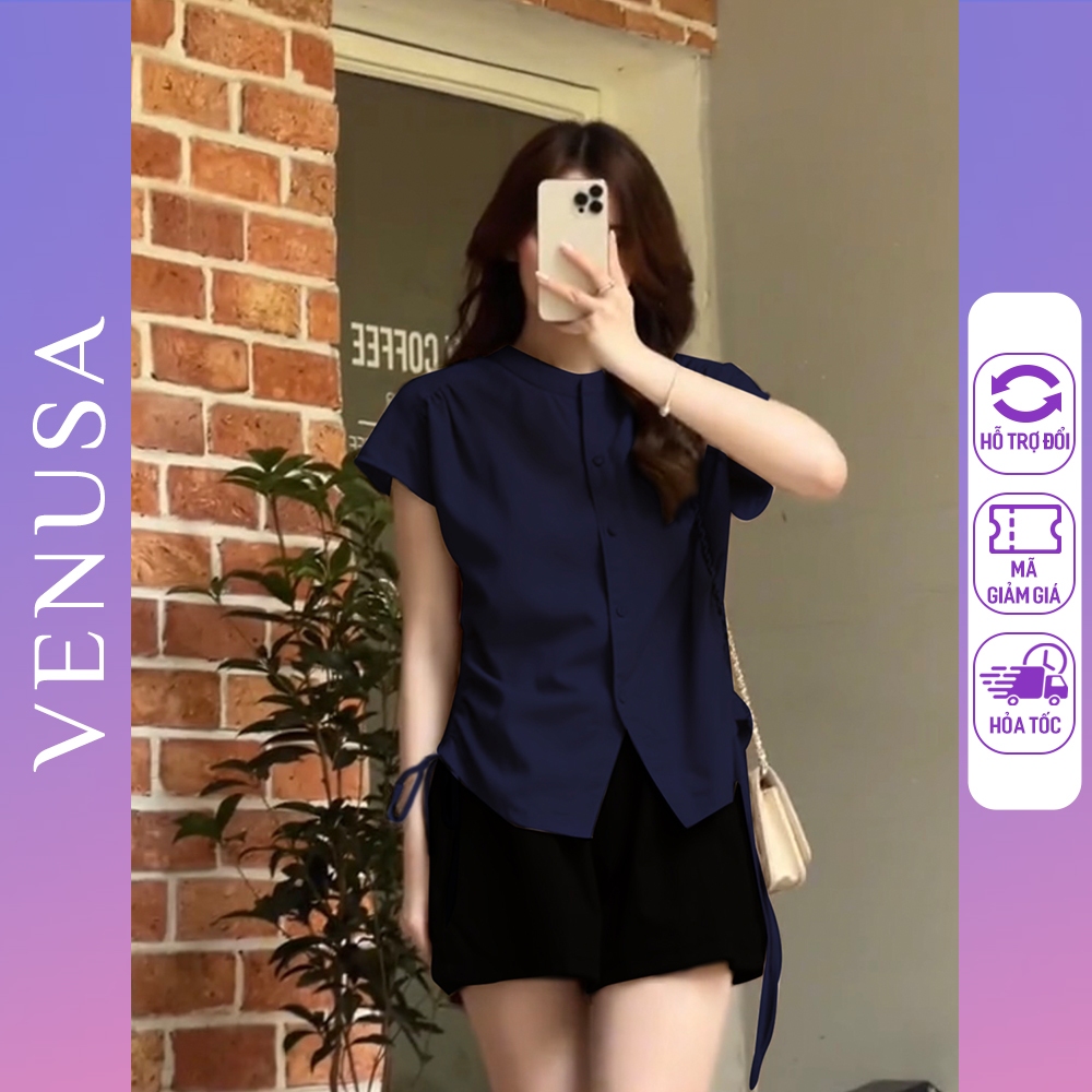 Set đồ nữ BIGSIZE áo sơ mi rút eo mix quần sooc Venusa Store | Shopee Việt Nam