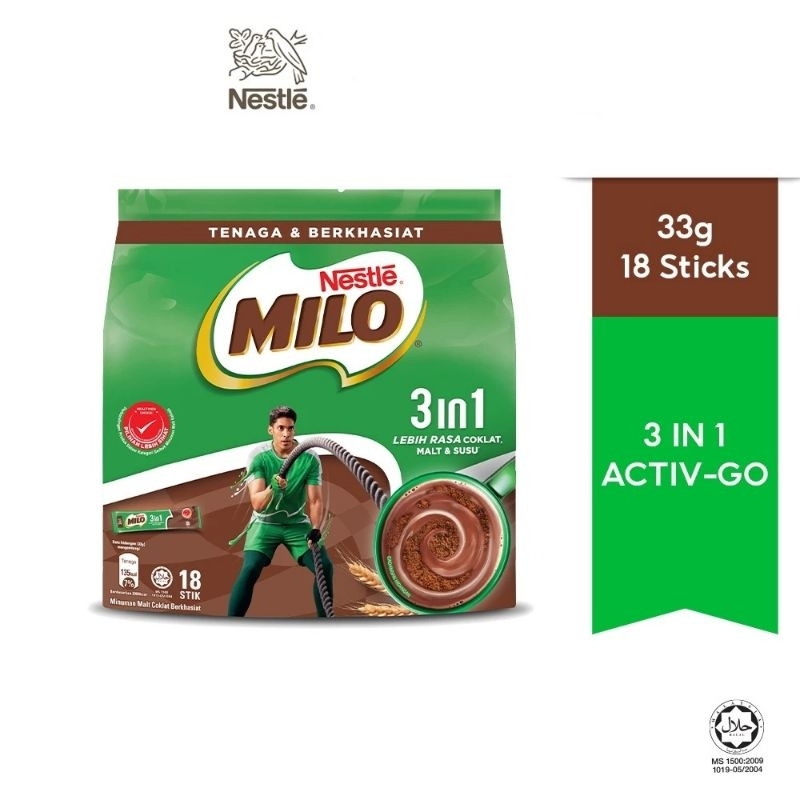 Bột cacao hòa tan 3in1 MILO - 33gr - HALAL - nhập khẩu MALAYSIA ...