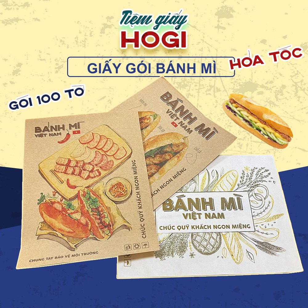 100 tờ giấy gói bánh mì HOGI, giấy gói bánh, thực phẩm, sandwich đa ...