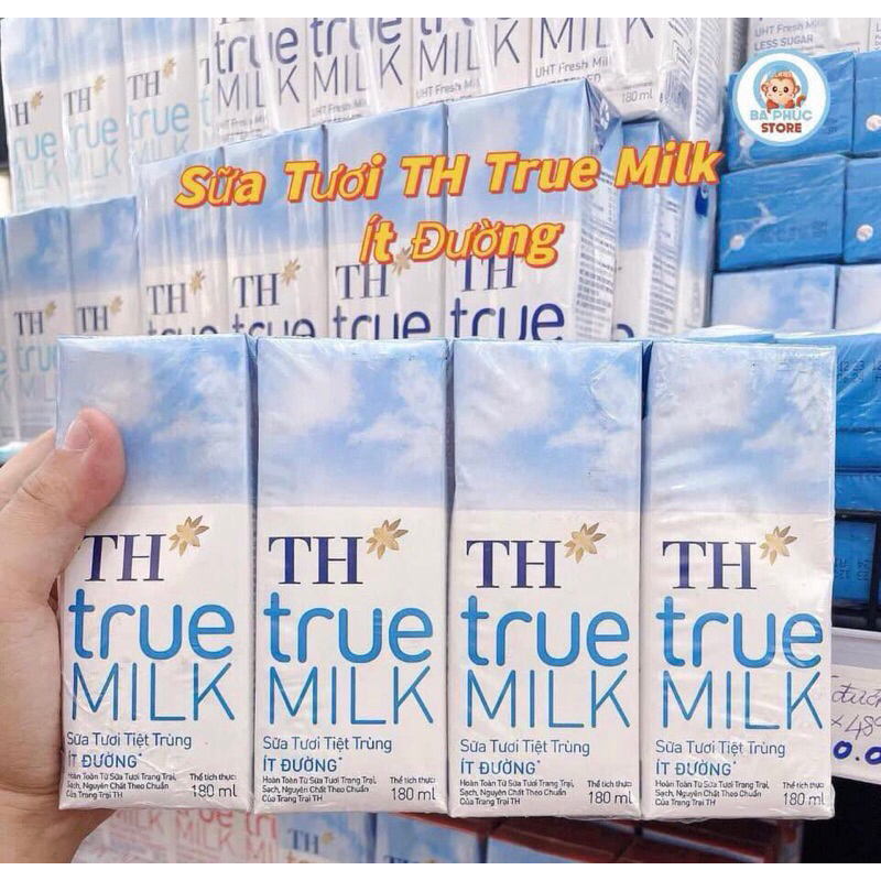[DATE 01/2025] Lốc 4 hộp sữa tươi tiệt trùng (ít đường,nguyên chất) TH True Milk 180ml | Shopee ...