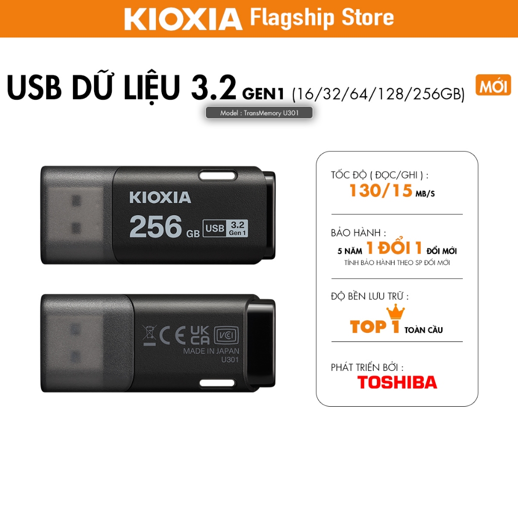 USB dữ liệu KIOXIA USB 3.2 Gen1 Flash Drives [ TransMemory U202 ...