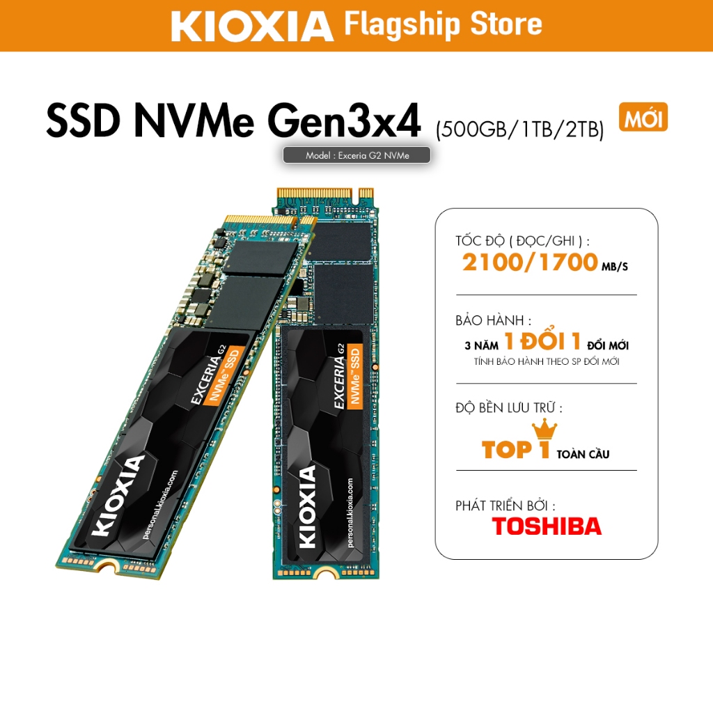 Ổ cứng SSD KIOXIA M2 NVMe Gen4x4 2280 [ Exceria G2 NVMe / Exceria Plus G3 NVMe ] - Hàng Chính ...