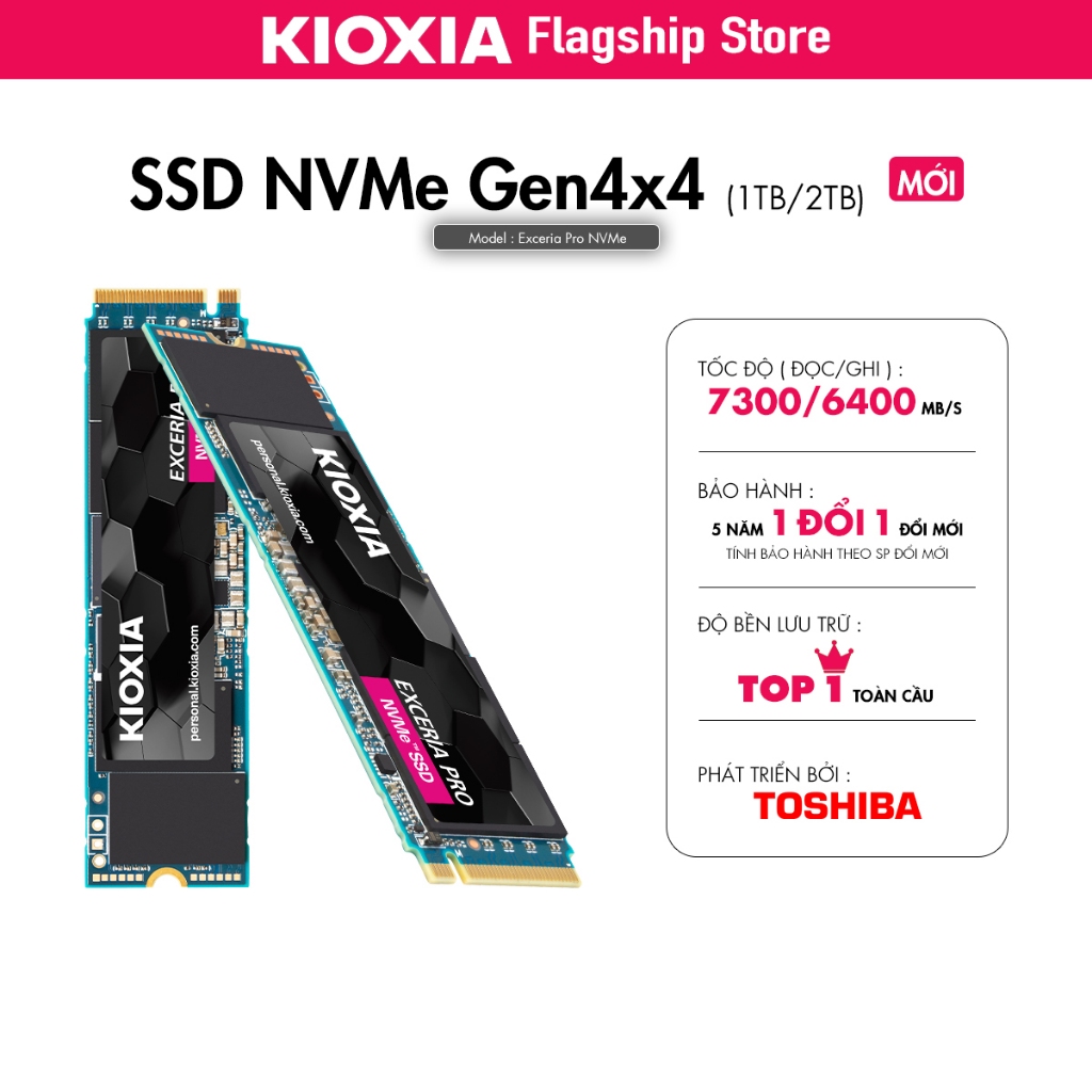 Ổ cứng SSD KIOXIA M2 PCIe 4.0 NVMe Gen4x4 2280 [ Exceria Plus G3 NVMe / Exceria Pro NVMe ...