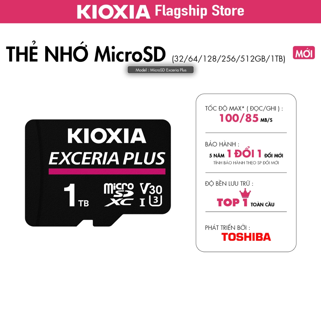 Thẻ nhớ KIOXIA MicroSD 4K V30 U3 camera hành động [ MicroSD Exceria High Endurance / MicroSD ...
