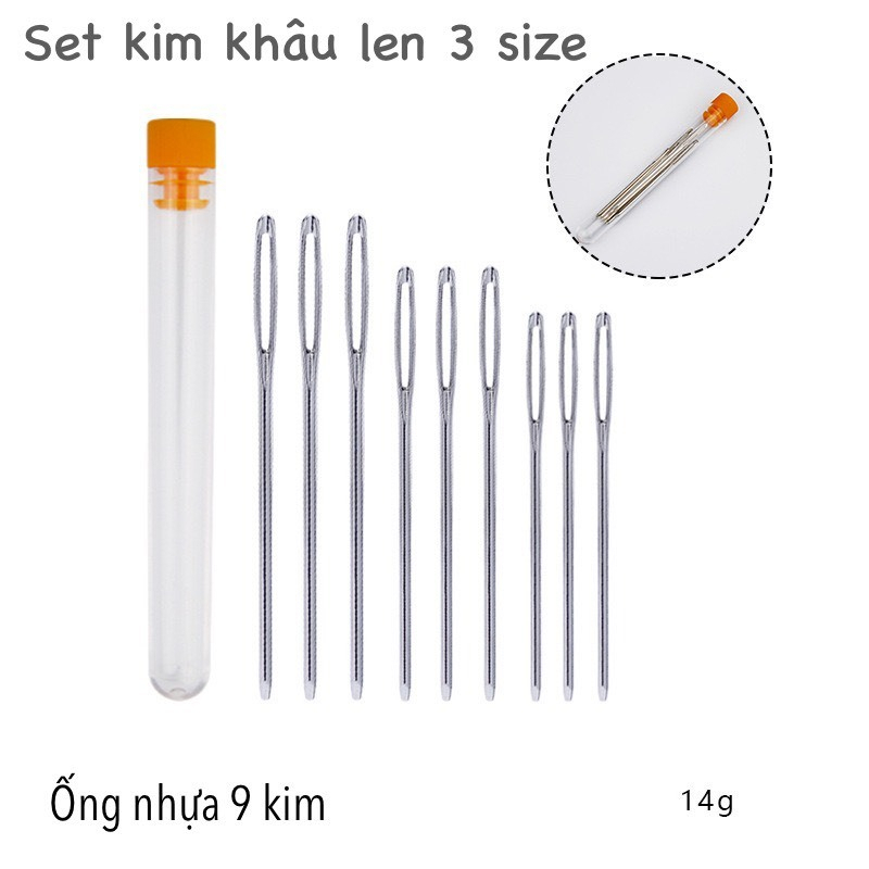 Set kim khâu len 3 size đựng trong ống (ống 9 kim) | Shopee Việt Nam