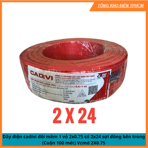 Dây điện đôi 100M CADIVI VCMD 1 Lớp Vỏ 2x16(2x0.5),2x24(2x0.75), 2x32 ...