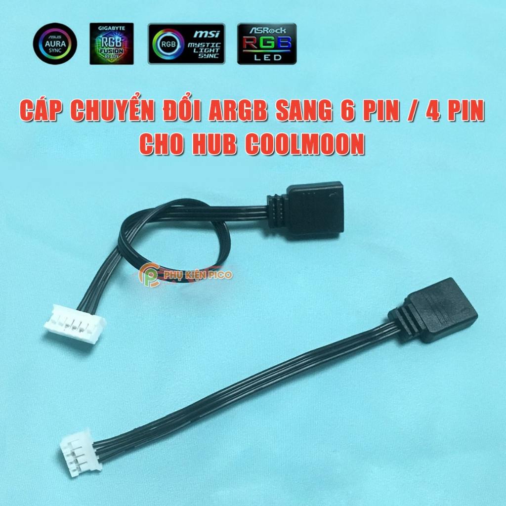 Cáp chuyển đổi ARGB sang 6 Pin 4 Pin cho hub Coolmoon - Dây chuyển đổi ...