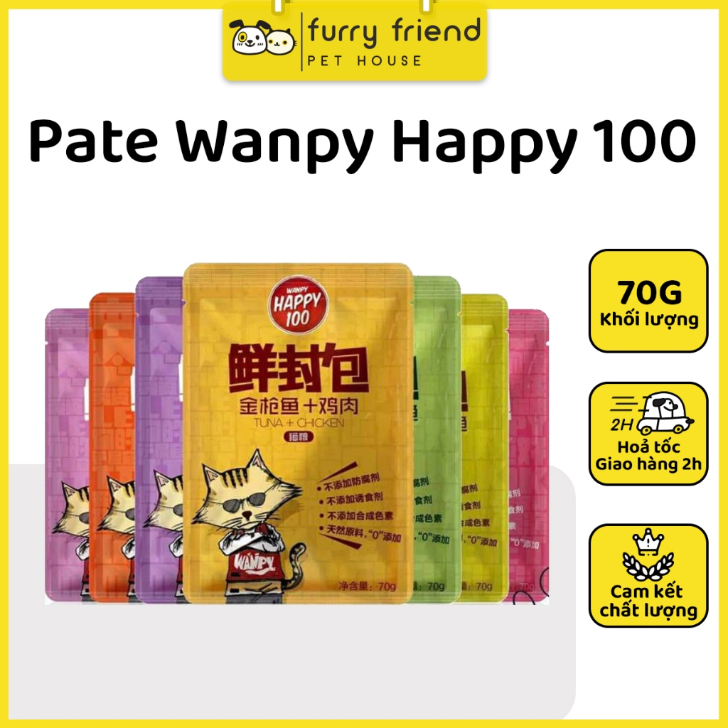 Pate Wanpy Happy 100 Cho Mèo - Gói 70gr | Shopee Việt Nam