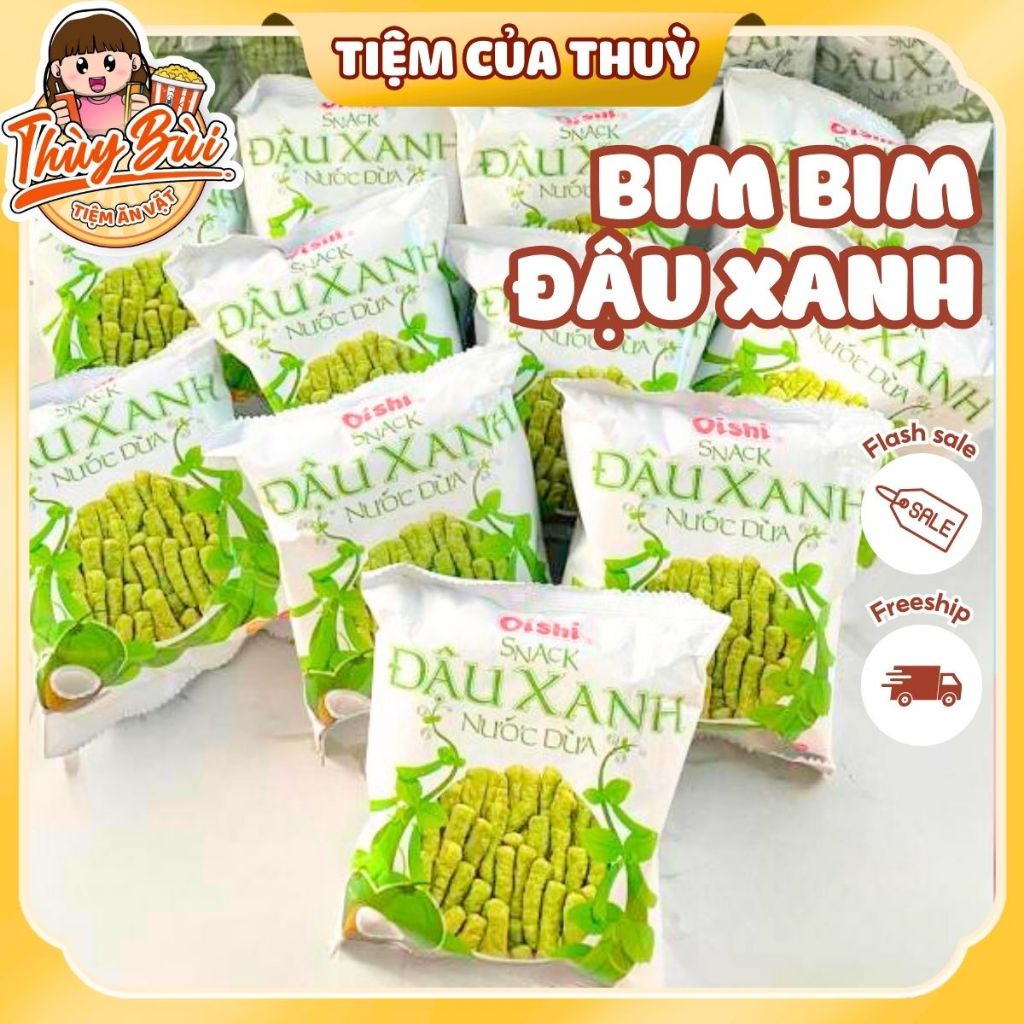 Bịch 20 gói Bim bim đậu xanh nước cốt dừa, Bimbim Đậu Xanh Oishi Tuổi Thơ, Tiệm ăn vặt Thuỳ Bùi ...