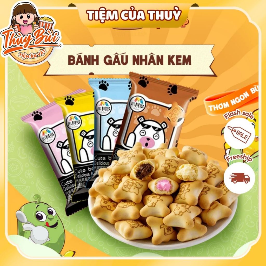 Bánh Gấu Mix 4 Vị Choco Bear Nhân Kem, Bánh Gấu Nhân Kem Bơ Sữa Nội Địa ...