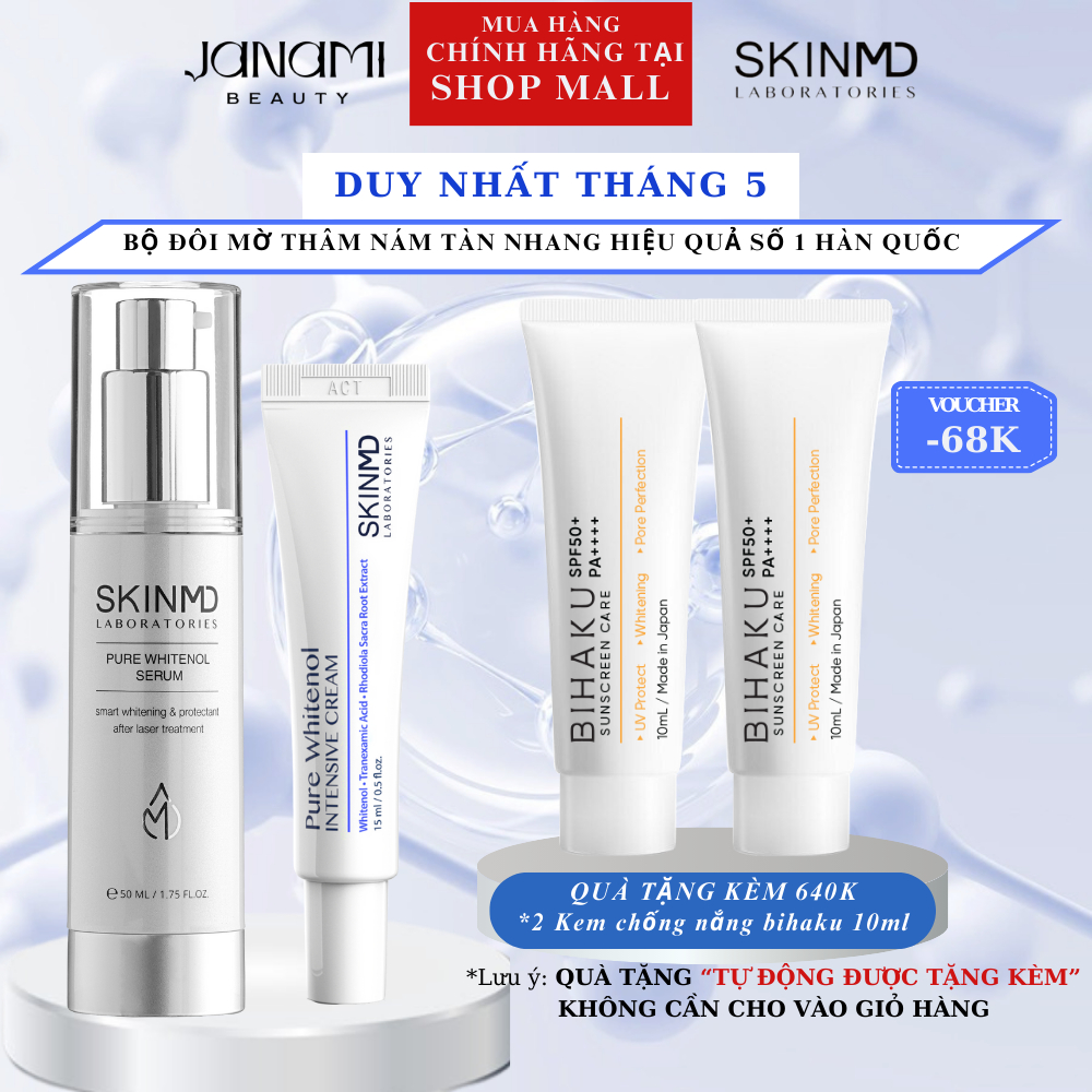Bộ chăm sóc da Nám và dưỡng trắng da Skinmd Pure Whitenol Intensive ...