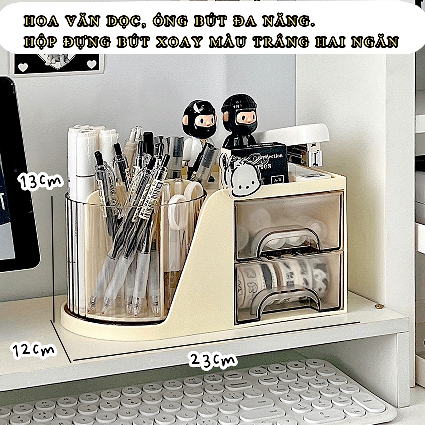 Hộp Đựng Bút Văn Phòng Xoay 360 Độ BOUTIQUE, Hộp Đựng Cọ Trang Điểm Có Ngăn Kéo Tiện Lợi ...