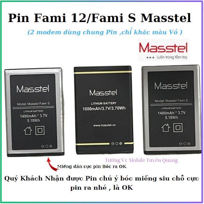 Pin Fami 12/Fami S (dùng chùng) masstel,mới | Shopee Việt Nam
