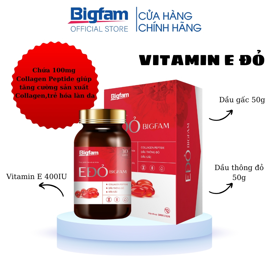 Viên Uống Vitamin E Đỏ Bigfam Bổ Sung Vitamin E Hỗ Trợ Làm đẹp Da