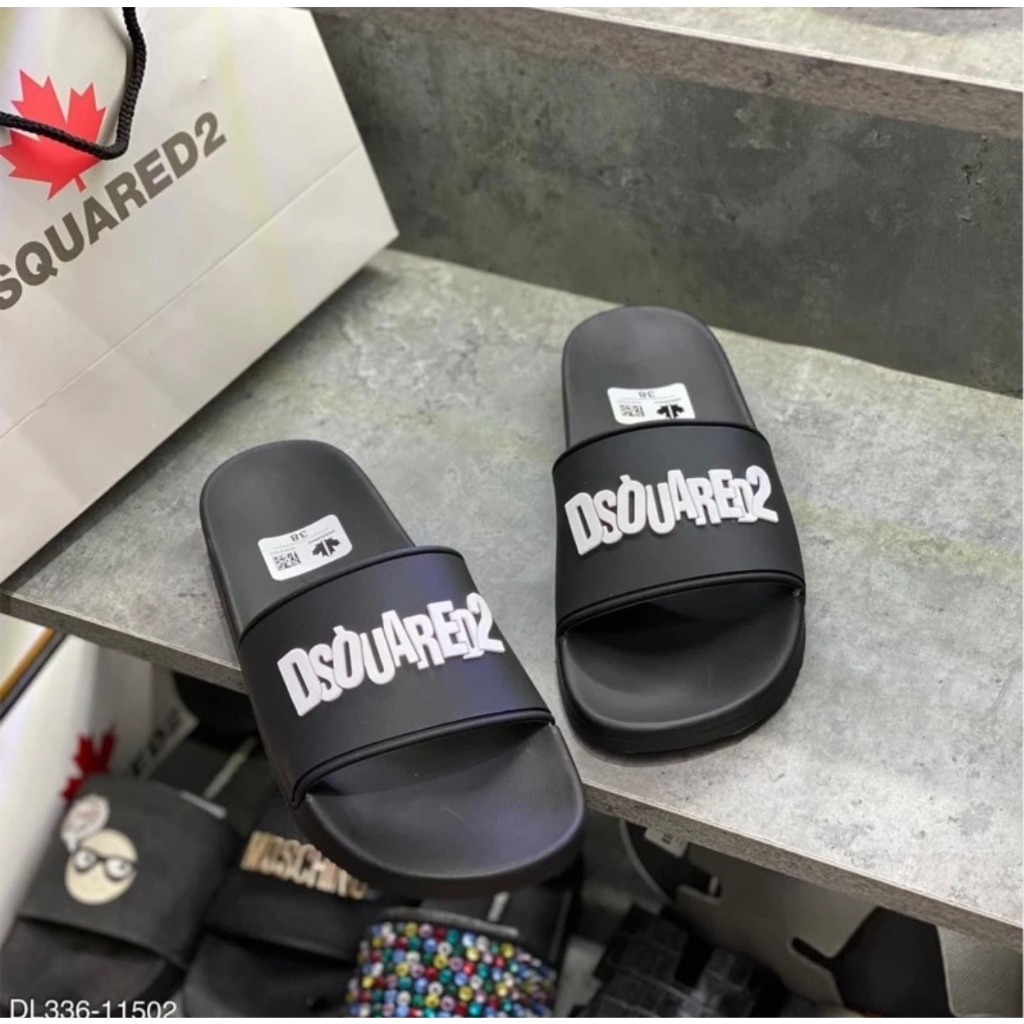 Dép Nam Quai Ngang Unisex DSQ 2 bản mới nhất logo lá phong | Shopee ...