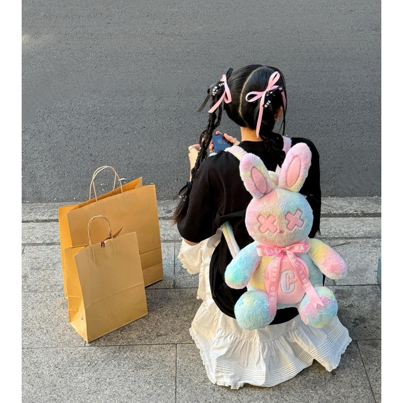 Balo Thỏ Badrabbit Màu Sắc Có Ngăn Đựng Đồ (tặng kèm Keychan) | Shopee ...