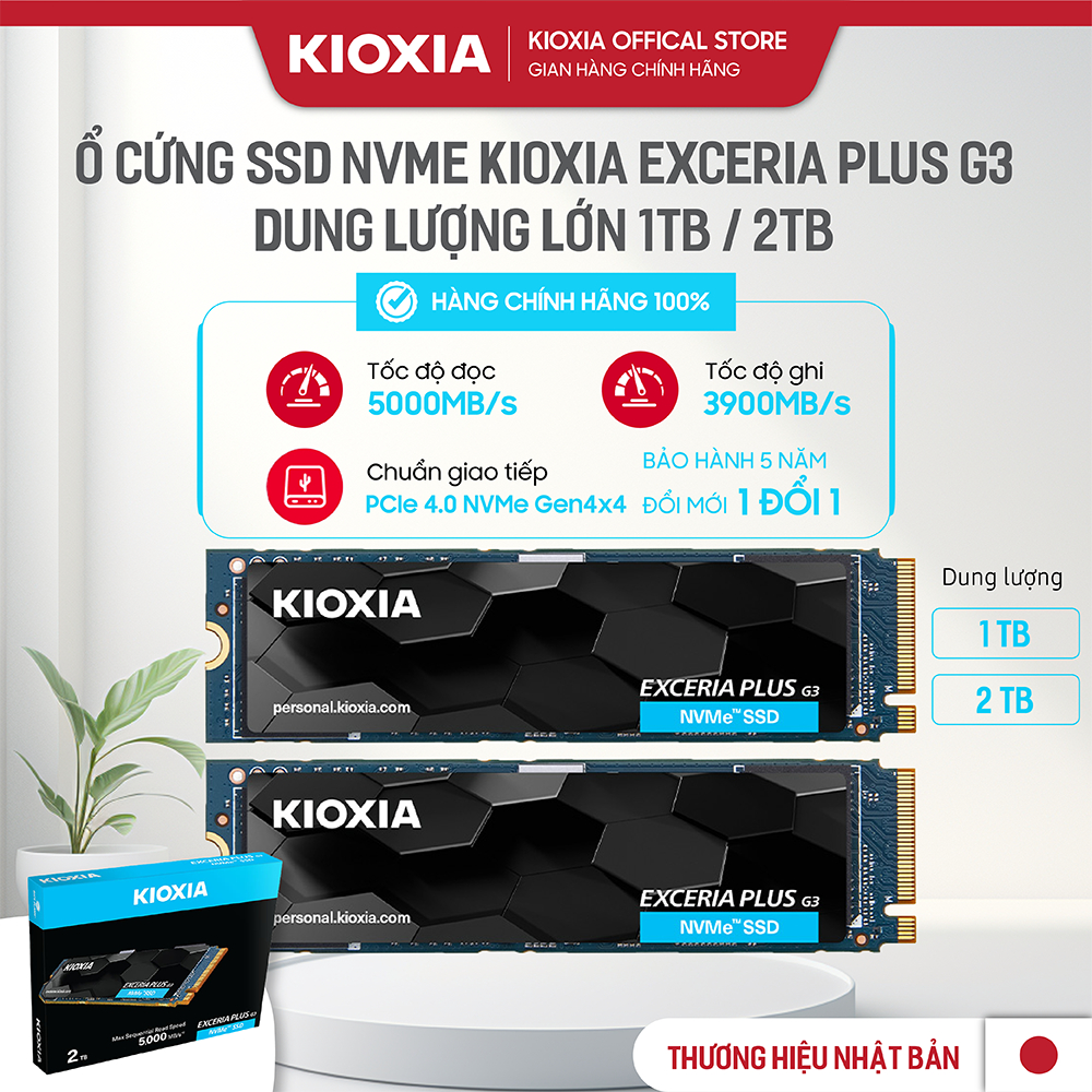 Ổ CỨNG SSD NVMe Dlượng Lớn 1Tb/2Tb KIOXIA EXCERIA PLUS G3 đọc 5000mb/s,ghi 3900 mb/s-Hàng Chính ...