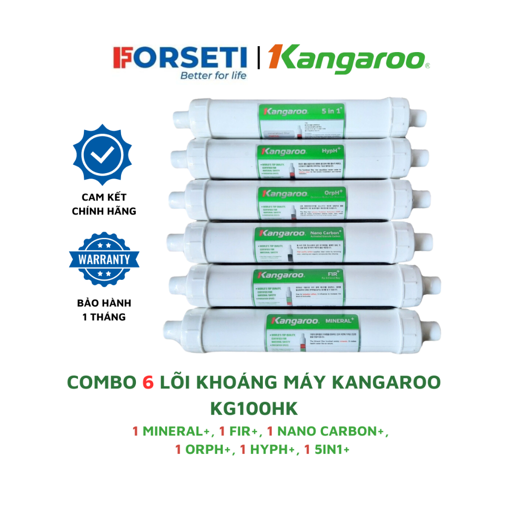 Combo 6 lõi chức năng cho máy hydrogen KANGAROO KG100HK,... (Nano Cacbon+, Fir+, Min+, OrpH+ ...