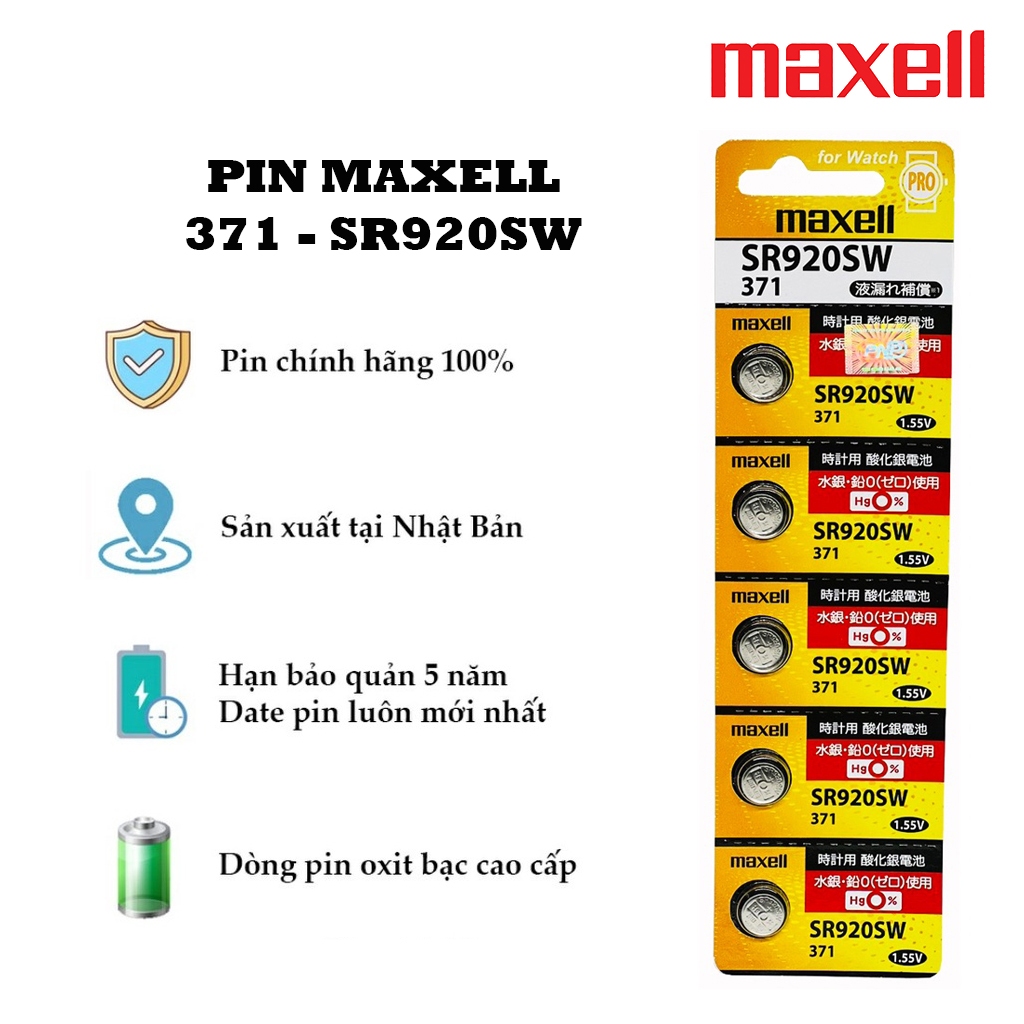 Pin Maxell 371 SR920SW dành cho đồng hồ dùng pin 371/ SR920SW/ 371RW ...