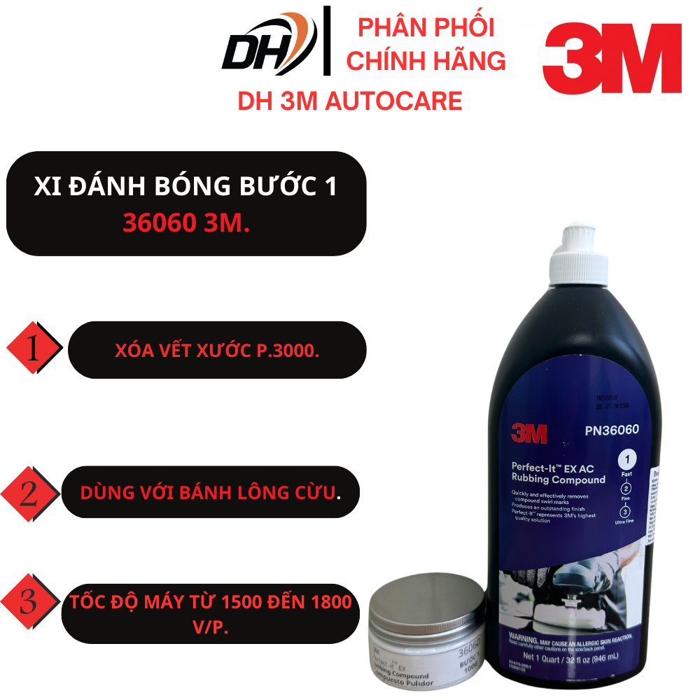 Pát Đánh Bóng Ô Tô Bước 1 3M PN36060 3M PERFECT-IT EX RUBBING COMPOUND (Chiết lẻ 100G) -DH 3M ...