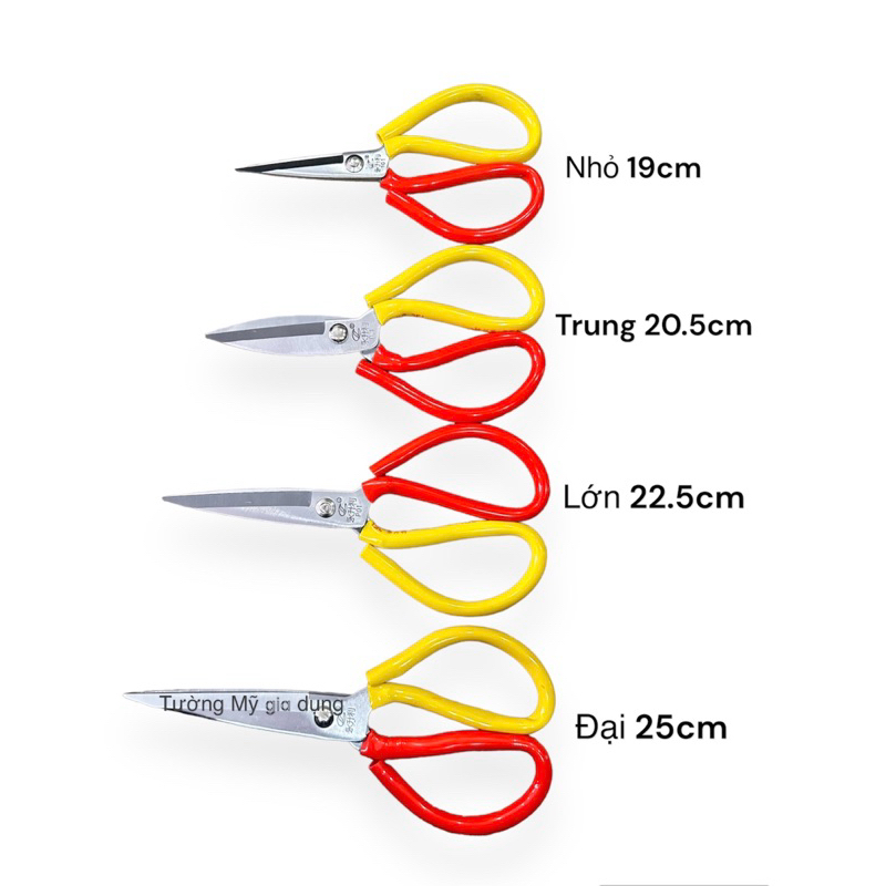 Kéo Cắt Đa Năng tay da vàng đỏ đủ cỡ, Kéo lưỡi thép cán bọc nhựa 2 màu ...
