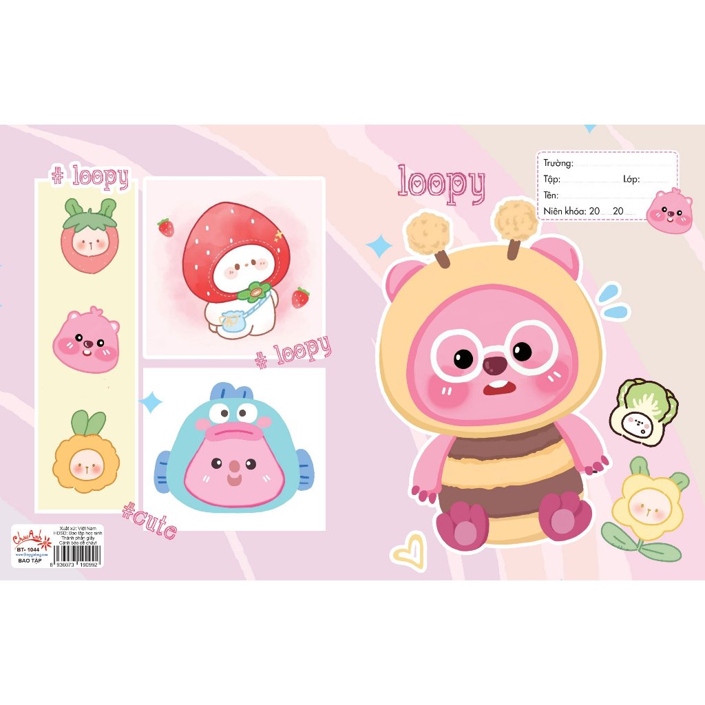COMBO 5 Giấy Bao Tập Học Sinh Cute CAPYBARA, LOOPY, KUROMI (15.5X20.5cm ...